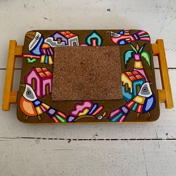 Handmade | Kitchen | Hand Painted Trivet Made From Wood And Cork | Poshmark